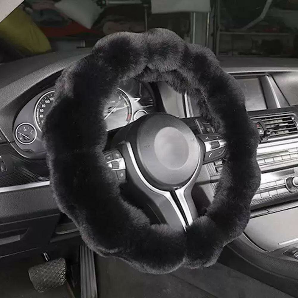 Чехол на руль оплетка руля для авто меховая М 38 см