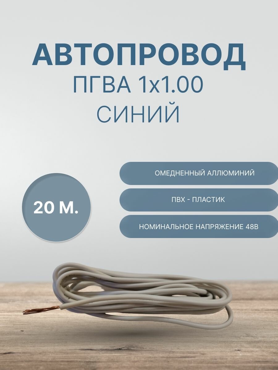 Провод автомобильный монтажный 1 мм. Белый длинна - 20м.