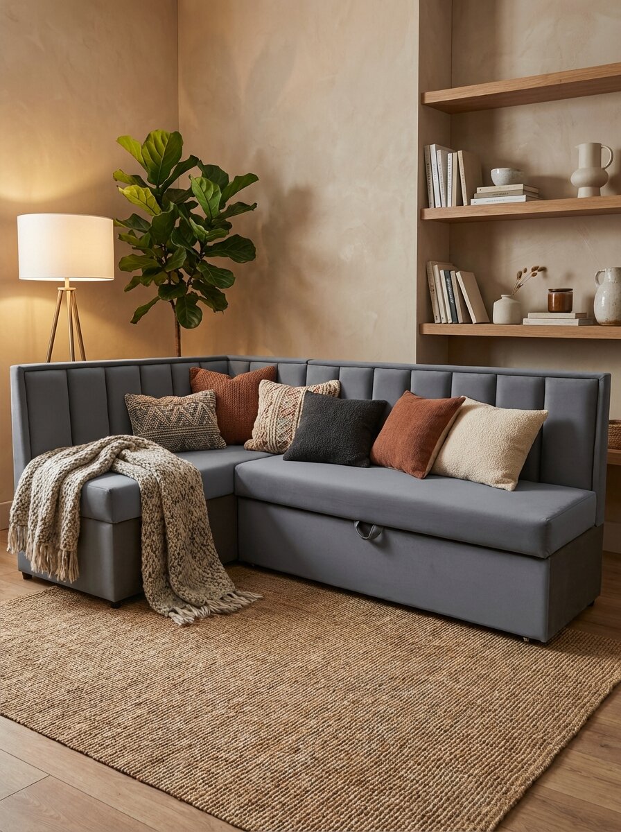 Кухонный уголок Santorini угол левый, серый