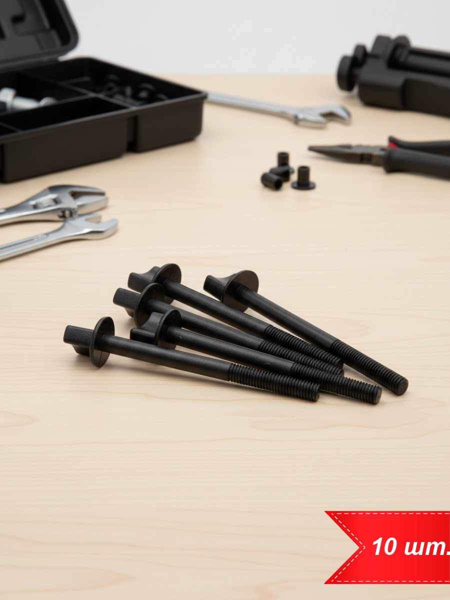 Винт пластиковый М6 x 75 мм с барашком, черный (10 шт.)