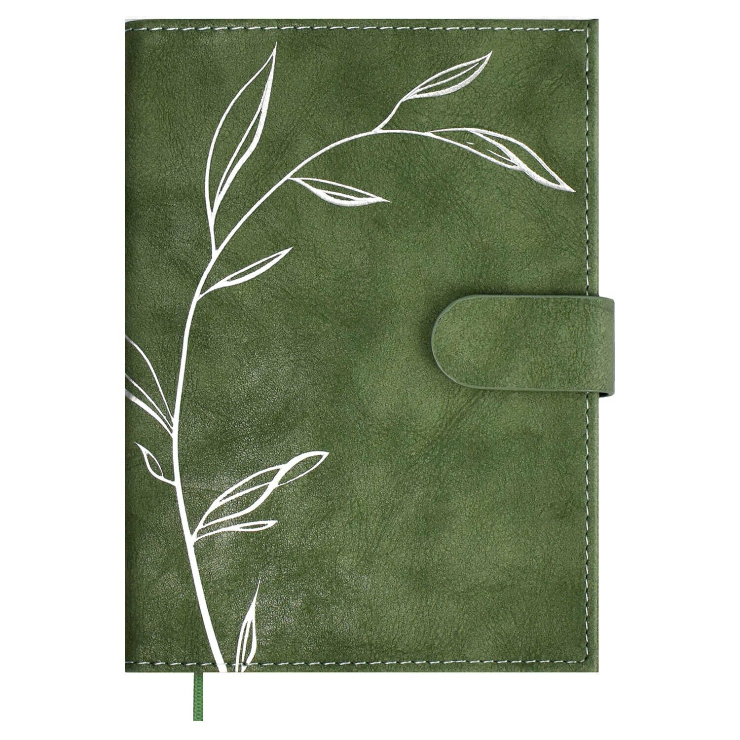 Ежедневник-органайзер недат. А6+ 80л 126х174 "Тиволи глосс" оливковый, иск. кожа, интегр. переплет, иснение фольгой, магнит. клапан , офсет, ляссе