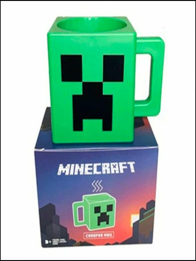 Фирменная кружка Майнкрафт/Minecraft. Крипер (пластиковая, 290 мл)