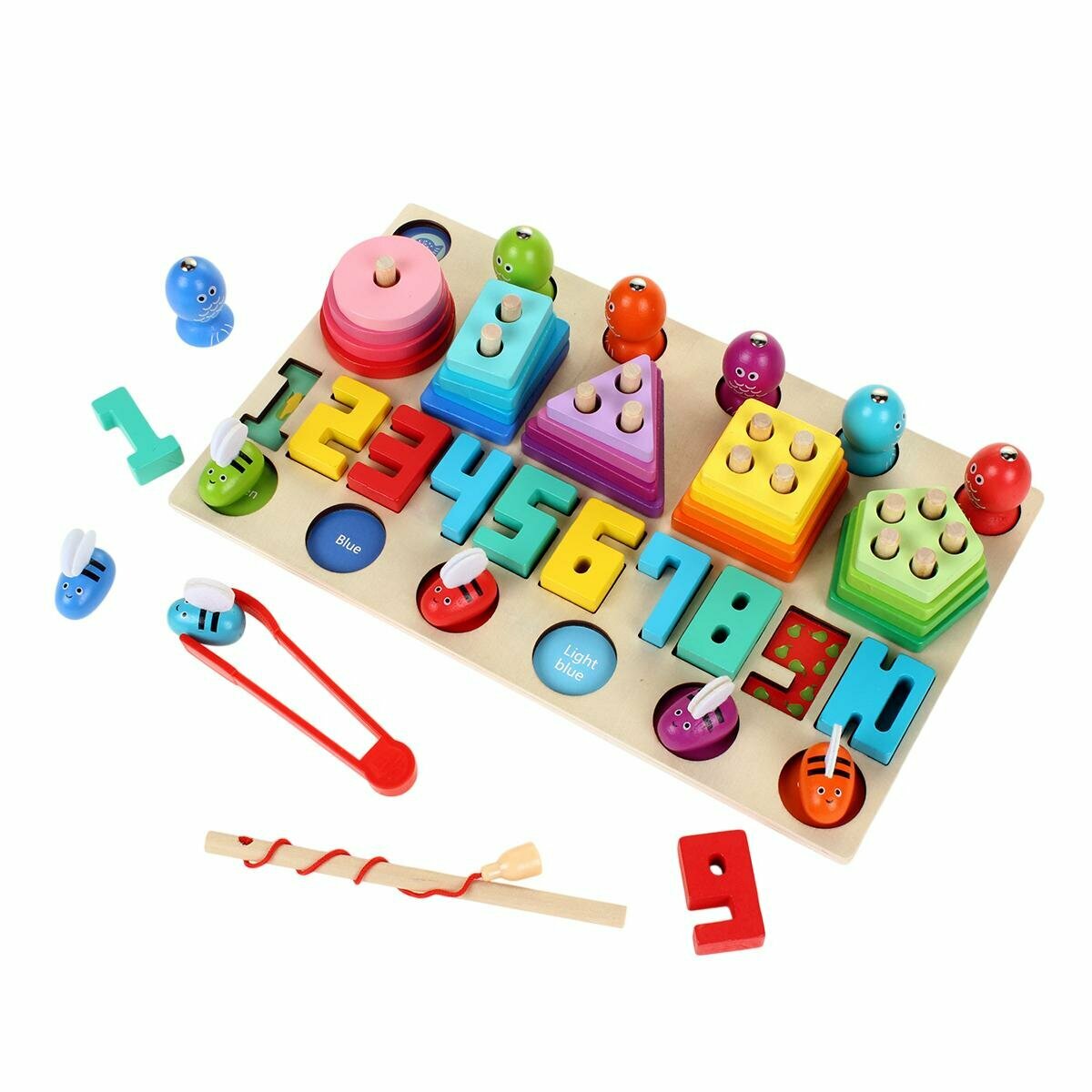 Развивающая игрушка 4 в 1, деревянная, рыбалка и 3 сортера, 32х12х5 см