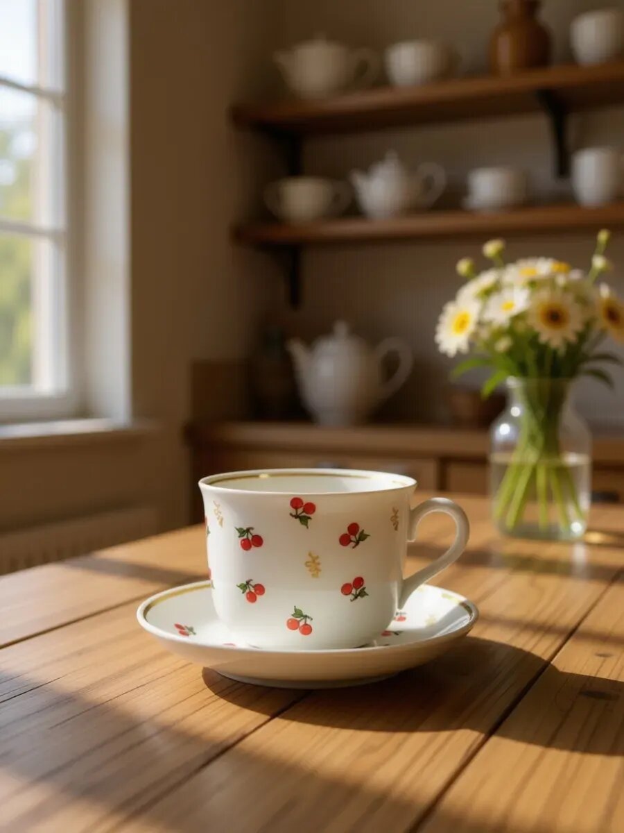 Пара чайная фарфоровая 450 мл, ф. Ностальгия "Ягодки", Дулево