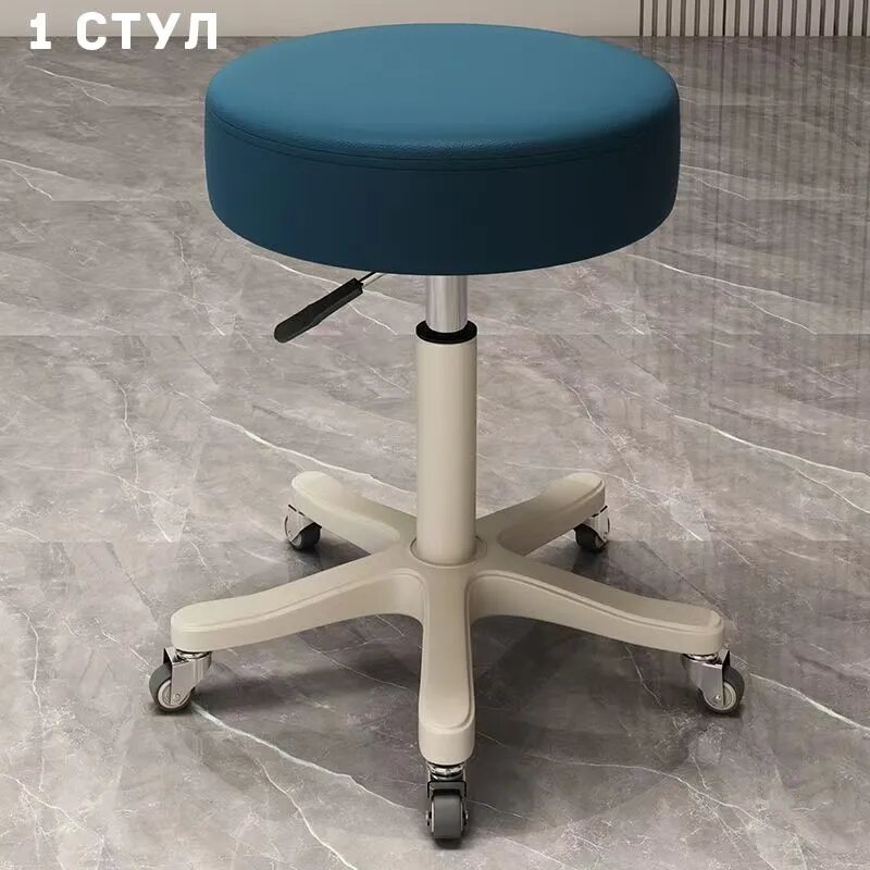 Полубарный стул (табурет) с регулировкой высоты, искусственная кожа, лазурный, 1 шт.