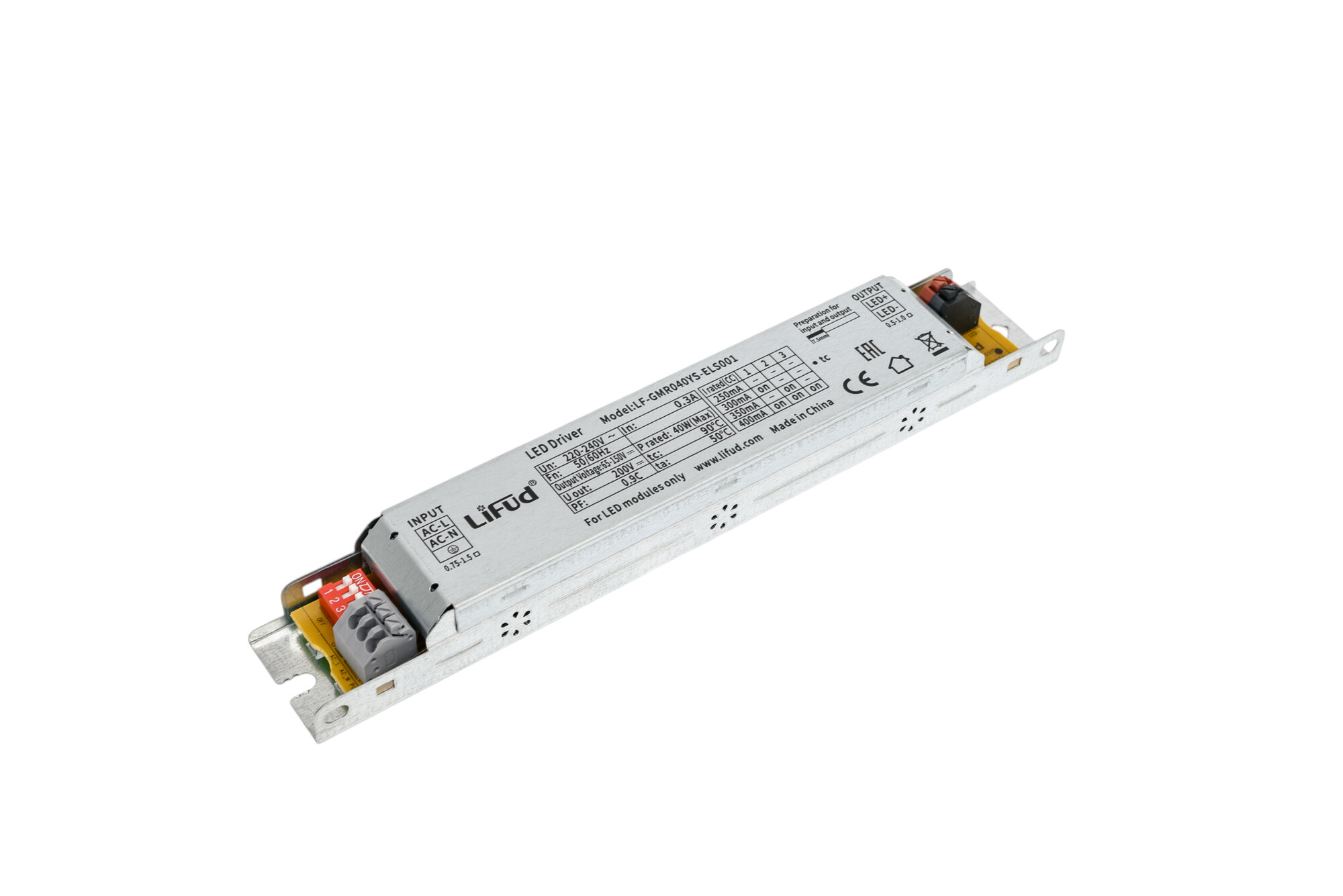 LED-драйвер Lifud 40Вт, вх 220-240В AC, вых 250-400мА 65-150В DC, изолир, металл LF-GMR040YS-ELS001 2016421718
