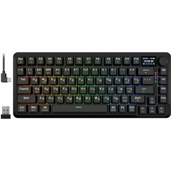 Клавиатура беспроводная Redragon Flekact Pro RU, RGB, BT+2.4G, черн, экран
