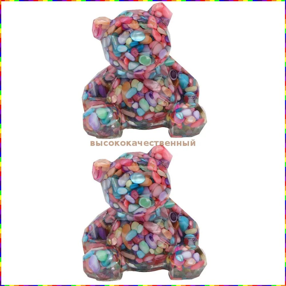 Декоративные кристаллы в форме медведей на подставке из эпоксидной смолы, комплект из двух штук для интерьера