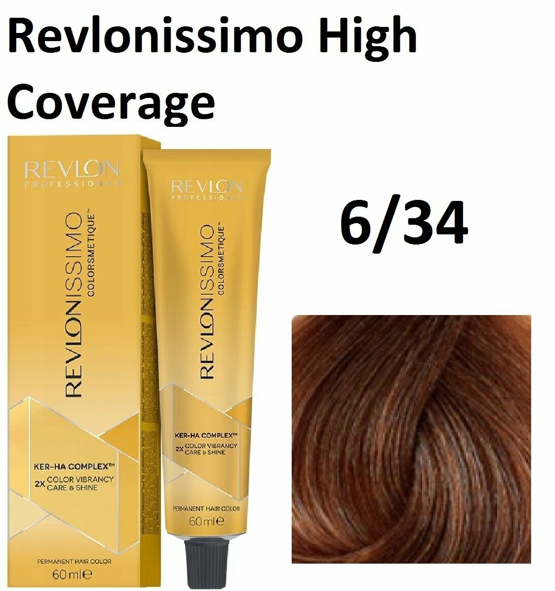Revlon 6.34 Coloring Hair Revlonissimo Краска для седых волос темно-русый золотисто-медный 60мл.