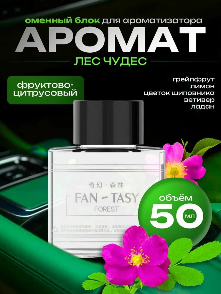 Сменный картридж для ароматизатора автомобильного Фантастический лес для салона автомобиля, компактный формат для ежедне