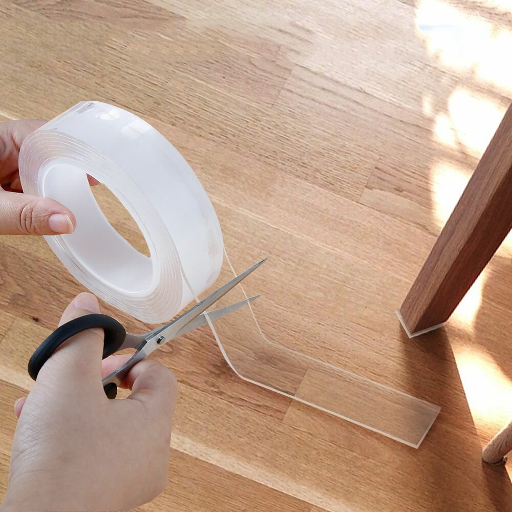 Скотч двухсторонний прозрачный - 5 м, клейкая лента канцелярская, нано скотч длина 5 м