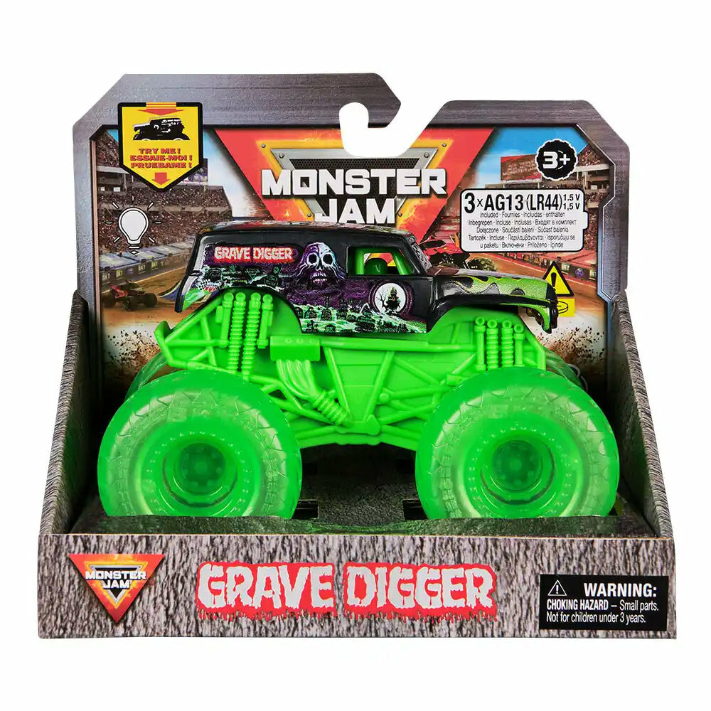 Грузовик Monster Jam "Grave Digger" 6071190, с подсветкой колес, масштаб 1:43