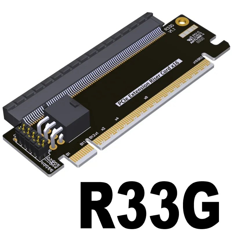 ADT-Link PCI Express 5.0 16x Riser Extended Card Riser Card для 1U 2U 4U ATX Case Gen5 Тестовый адаптер для внешнего источника питания