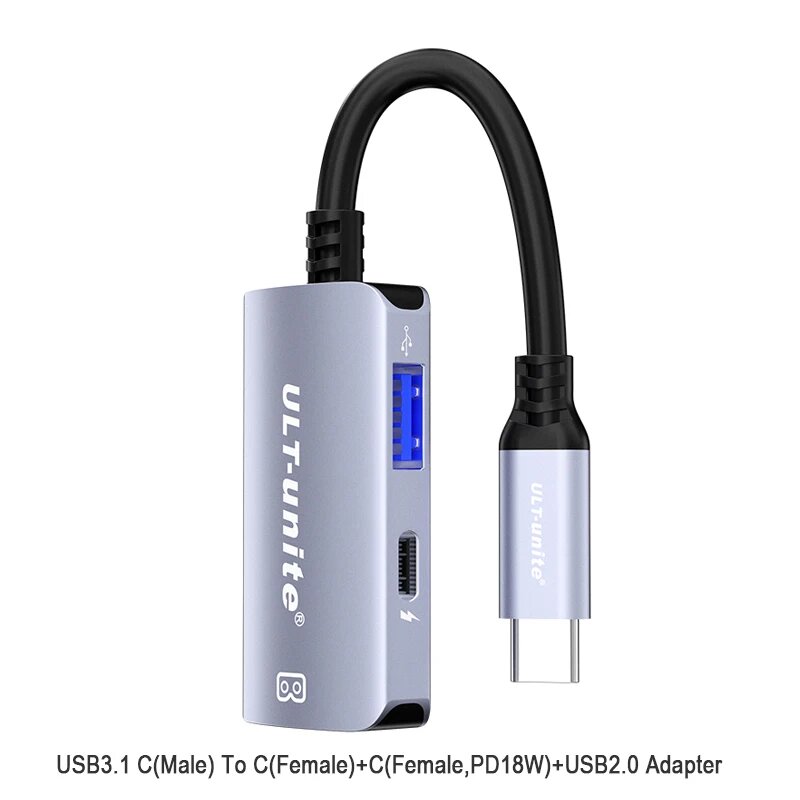 ULT-unite USB3.1 C-C адаптер с USB2.0, PD 18W, серый