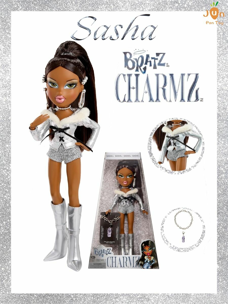 Братц Кукла Саша с аксессуарами Bratz Charmz Sasha / Игрушка для девочек - стильная кукла Братц Саша с браслетом. Подходит в качестве коллекционного подарка для детей от 6 лет и старше.