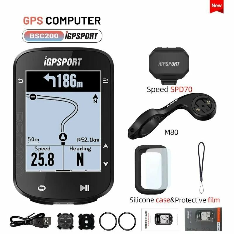 IGPSPORT BSC200, велокомпьютер GPS, беспроводной компьютер Bluetooth, включая +M80+SPD70