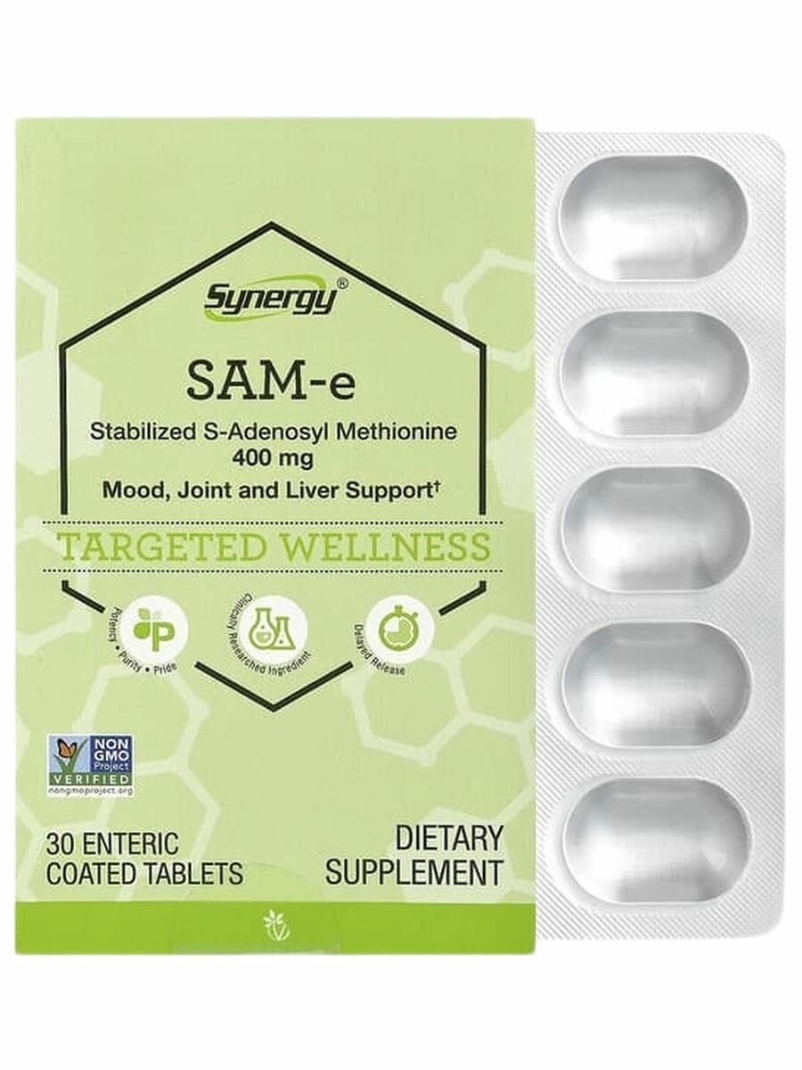 SAM-e, 400 мг, 30 таблеток, покрытых кишечнорастворимой оболочкой, Vitacost