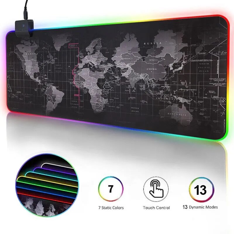 Коврик для мыши Blade Hawks RGB, XL 90x40см, черно-серый, для игрового компьютера, с подсветкой