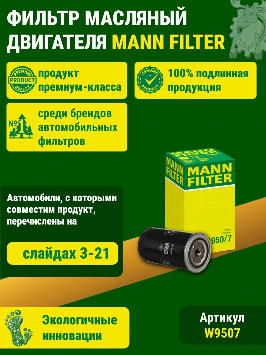 Фильтр масляный двигателя MANN (W9507)