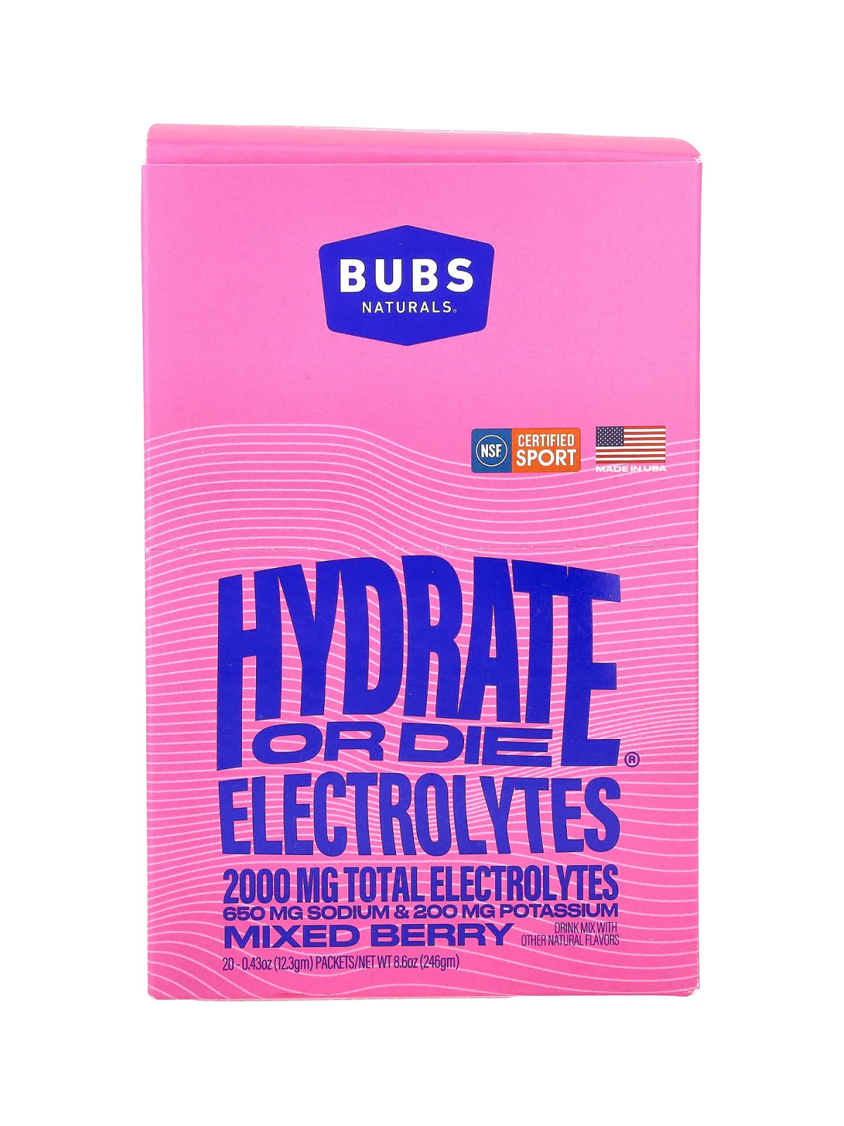 Изотоник Электролит, с ягодным вкусом, Hydrate or Die Lemon, BUBS Naturals, 20 порций