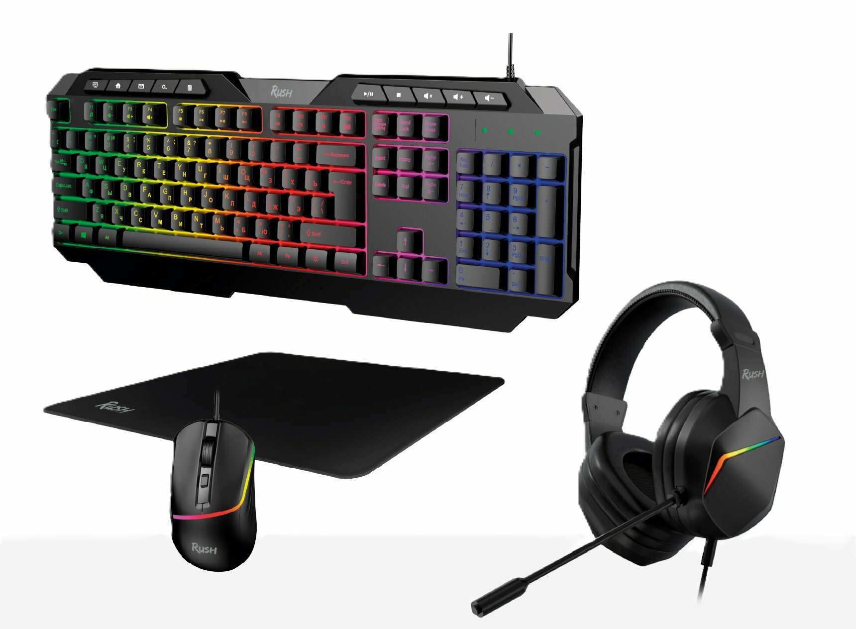 Игровой набор Smartbuy SBC610GK F10 черный клавиатура+мышь+гарнитура+коврик