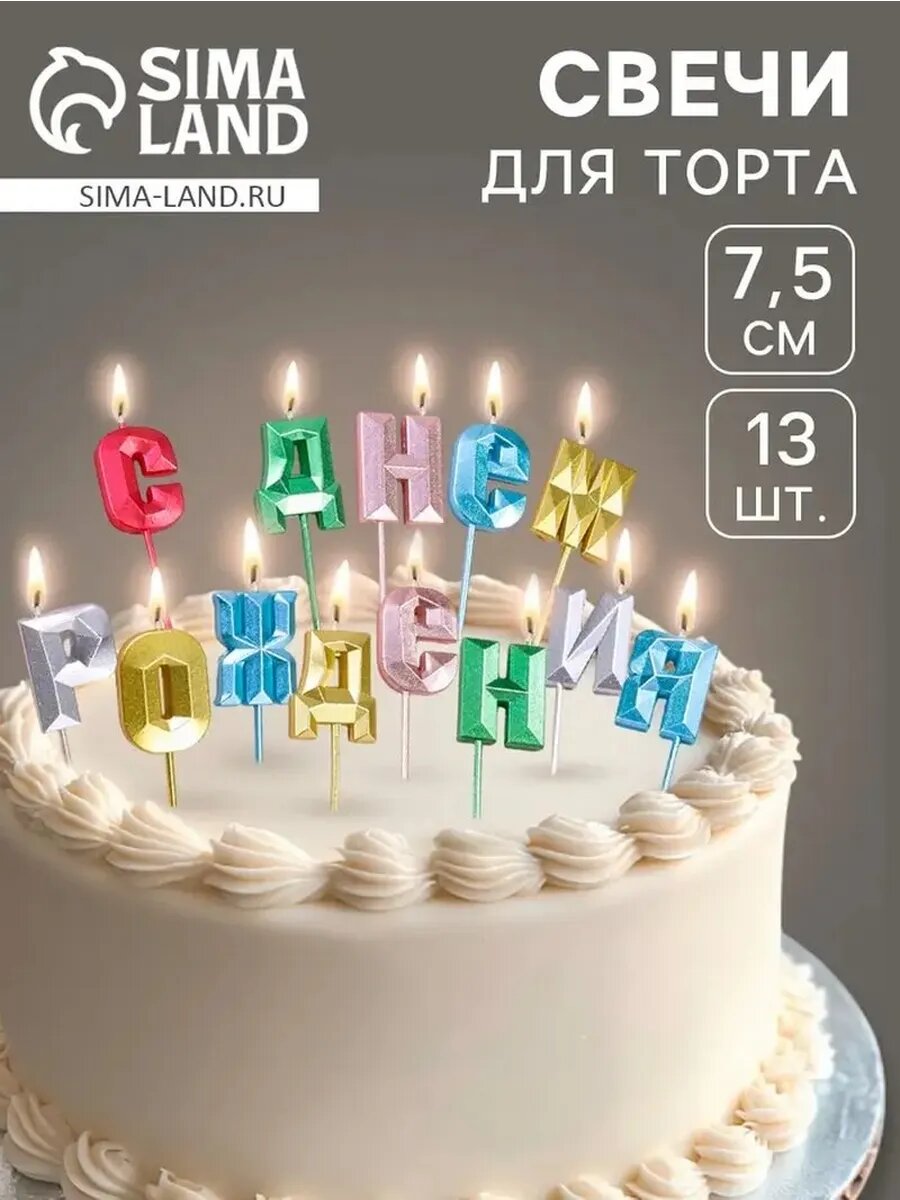 Яркие многоцветные свечи для торта