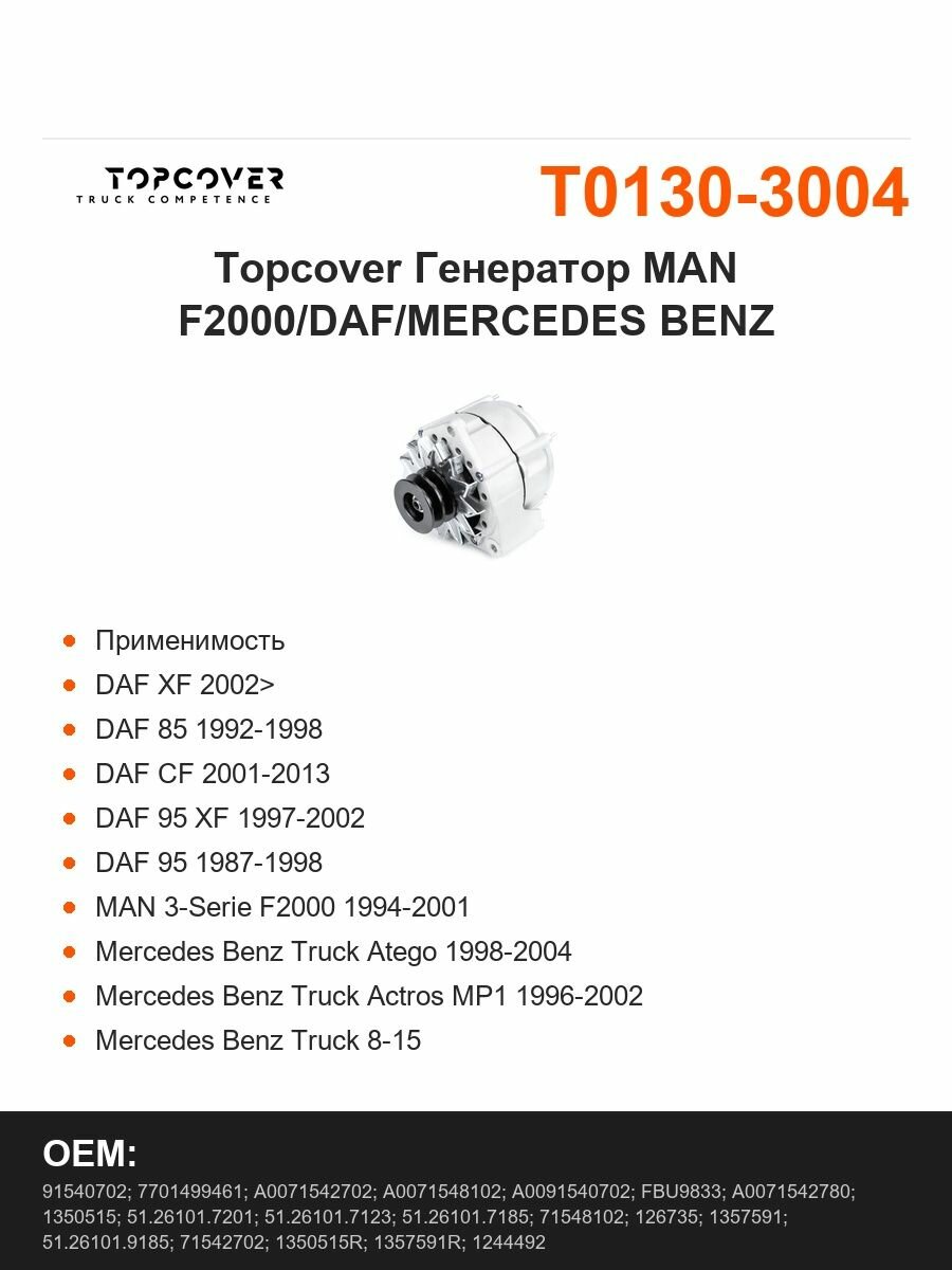 Topcover Генератор MAN F2000/DAF/MERCEDES BENZ