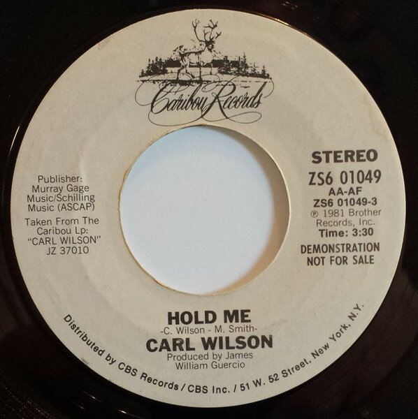 Пластинка Carl Wilson "Hold Me" 7" (Single/US/1981) VG/VG