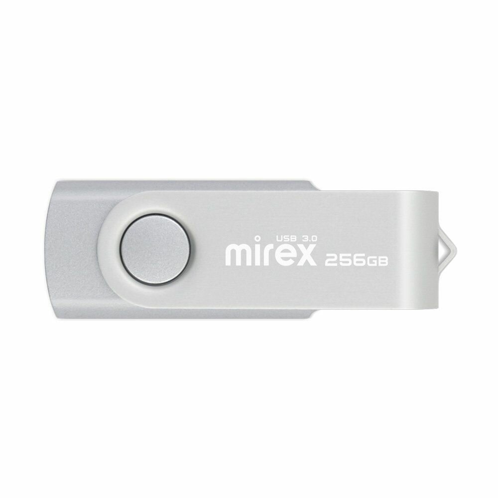 Карта памяти Mirex 256Gb USB 3.0 SWIVEL SILVER (13600-FM3SS256), серебристая
