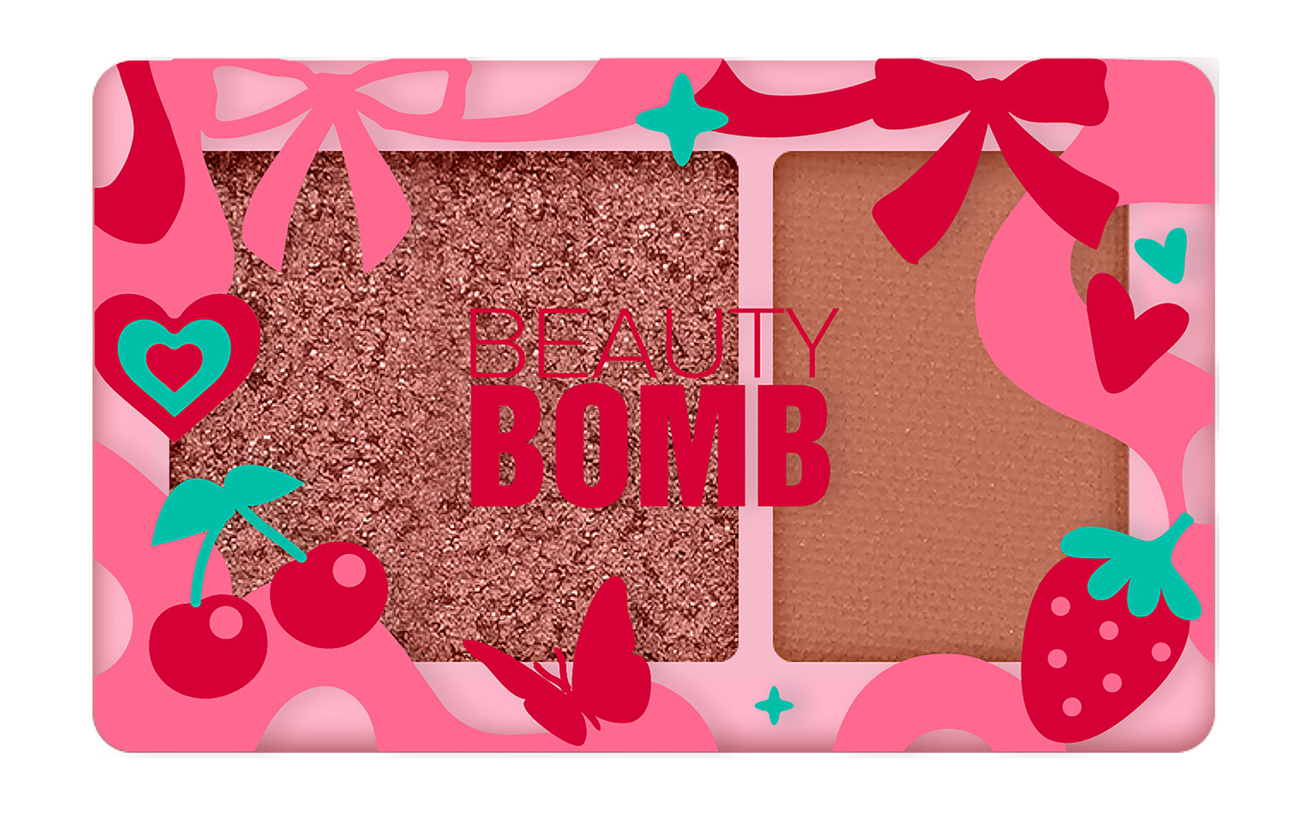 BEAUTY BOMB Палетка теней для век двойная, 3,4 г, 02 Cherry Lady
