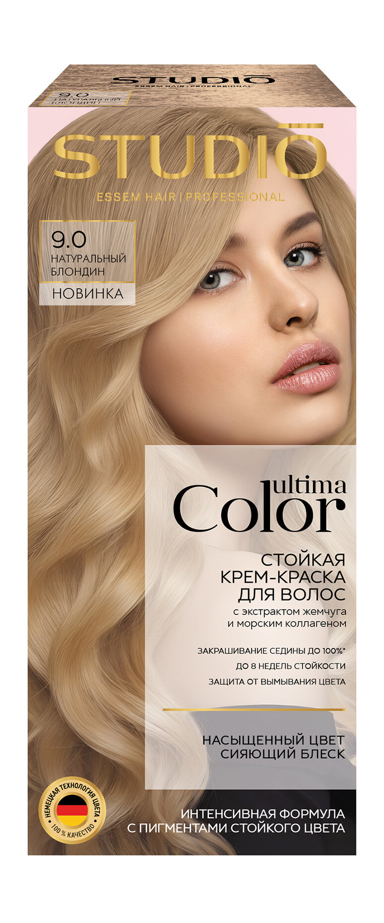 STUDIO PROFESSIONAL Крем-краска для волос Студио Ультима Колор стойкая, 50/50 мл, 9.0 Натуральный Блондин