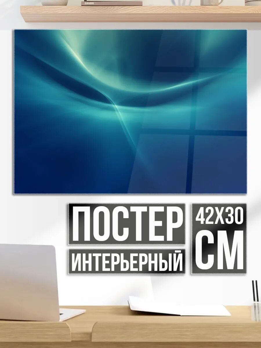 Плакат постер Синие волны