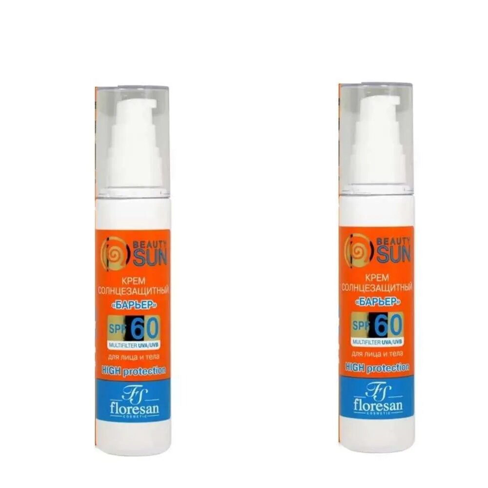 Floresan Солнцезащитный крем-барьер, Beauty Sun, SPF60, Hight Protection, 75 мл, 2 шт