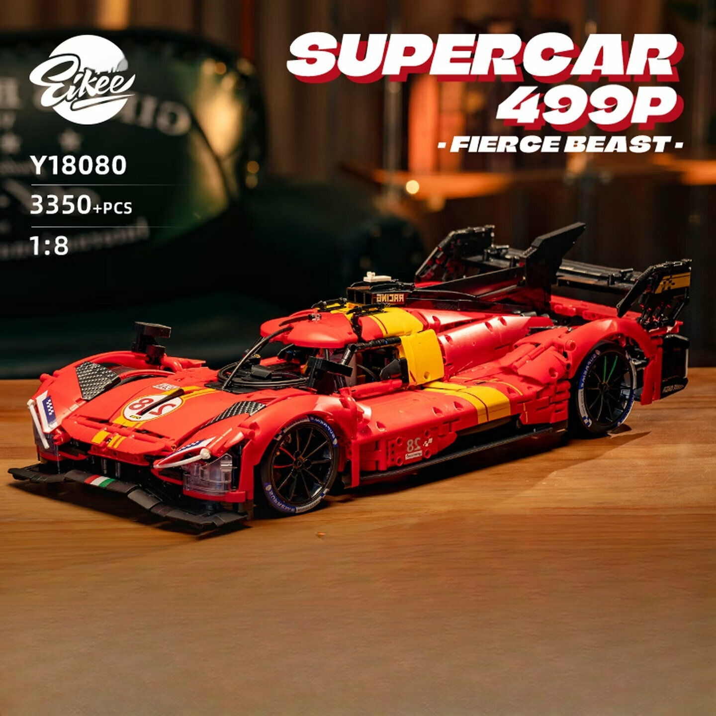 Eikee Y18080 Конструктор Ferrari 499P Ле-Ман Технический, 1:8, динамическая версия, 3507 деталей
