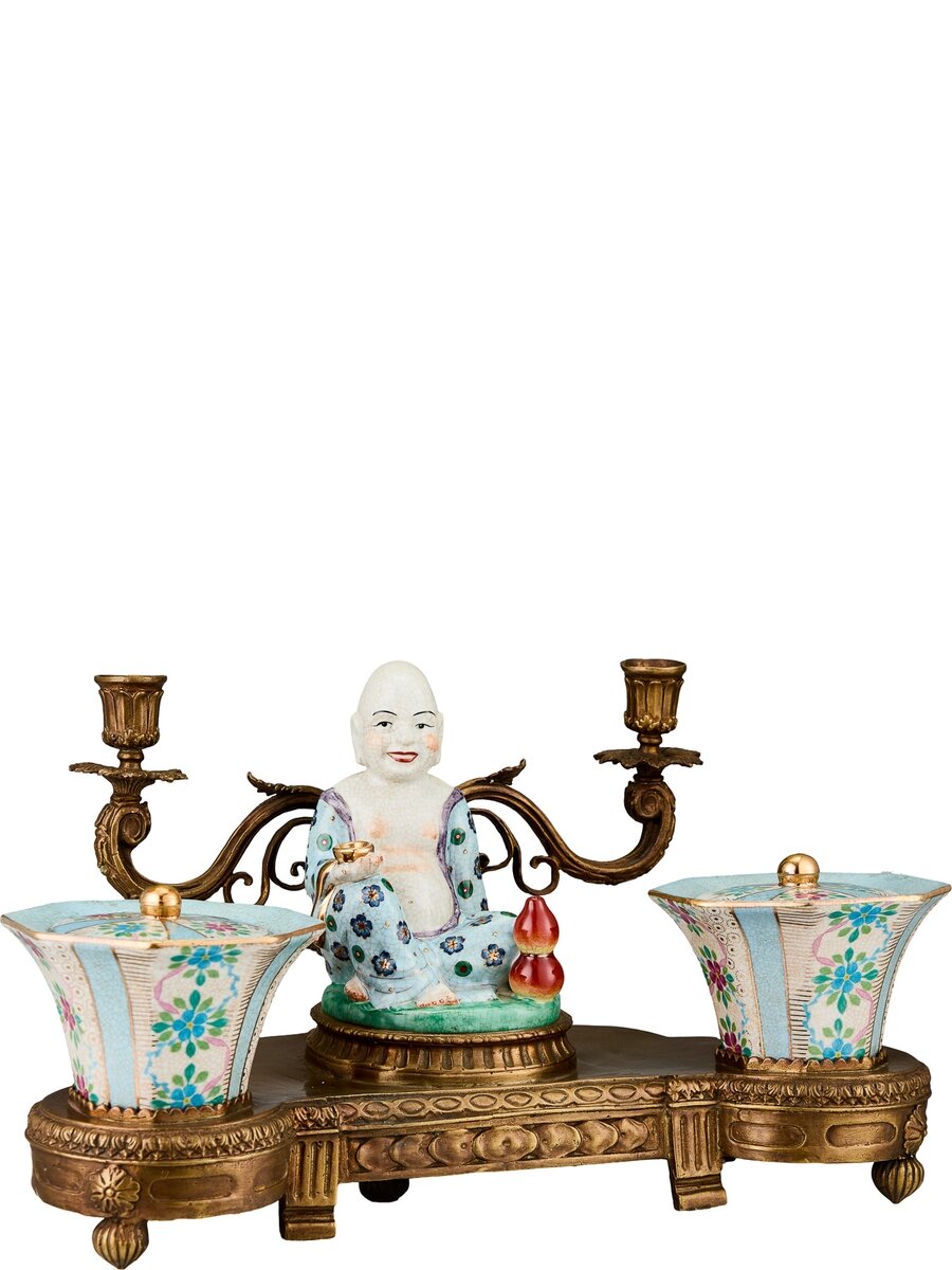 31G1364/E633HC/HLG0956 Подсвечник 42x21x23см, Glasar, Фарфор, бронза