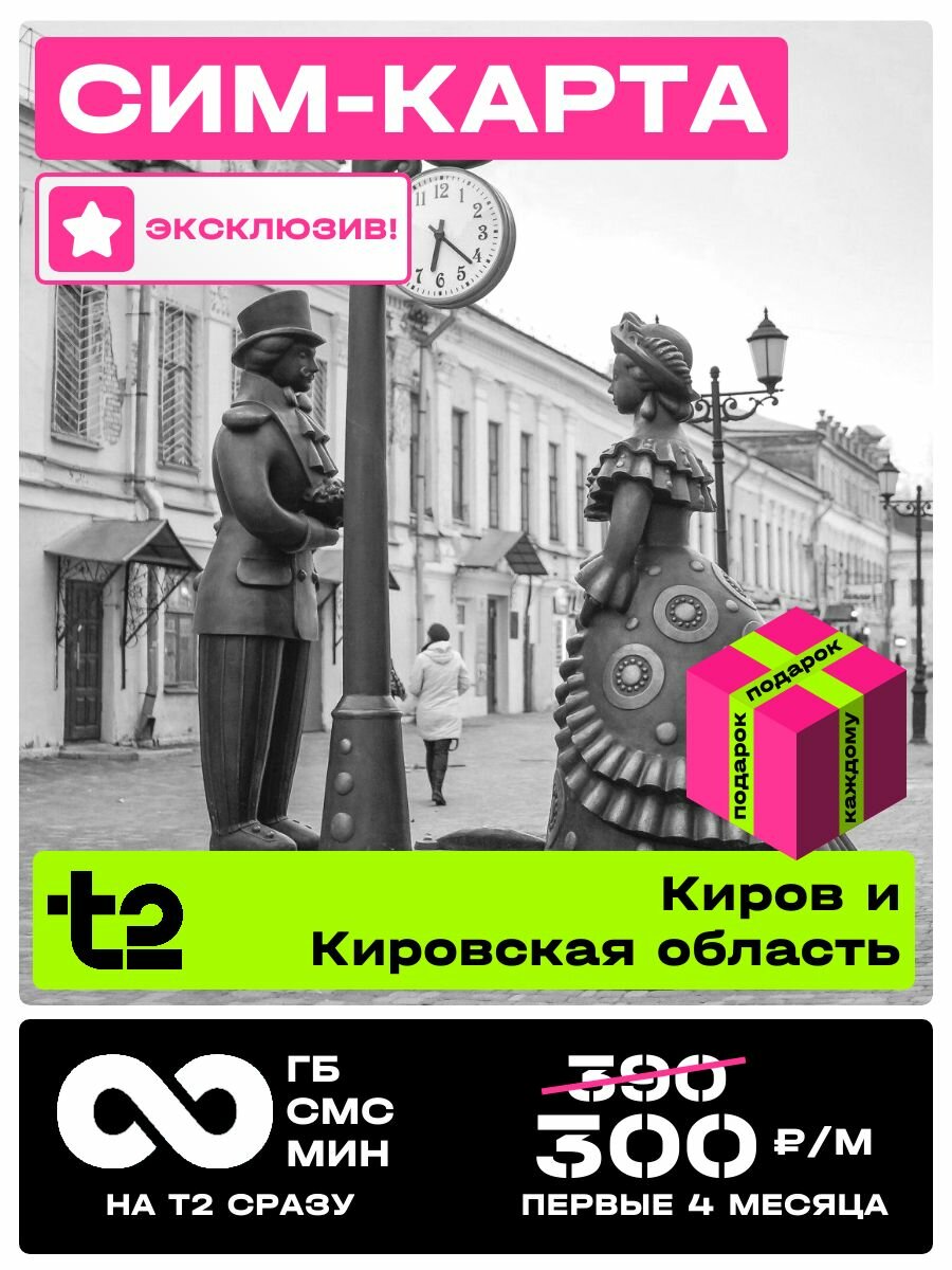 Сим карта теле 2 с безлимитным интернетом и минутами. t2 SIM-карта тариф хватит Кировская область. За 300 рублей в месяц.