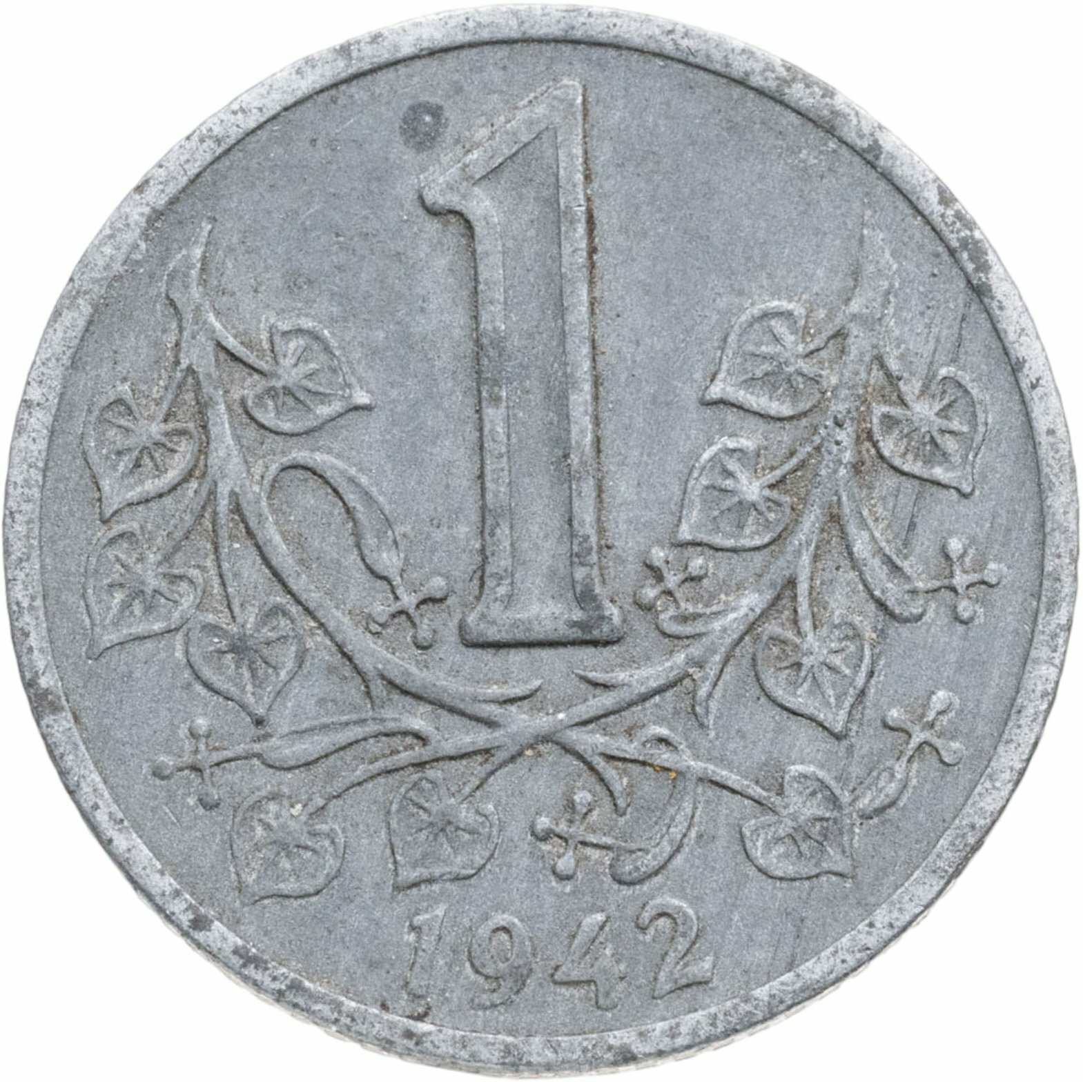Богемия и Моравия 1 крона 1942, Цинк, в сохранности VF-XF