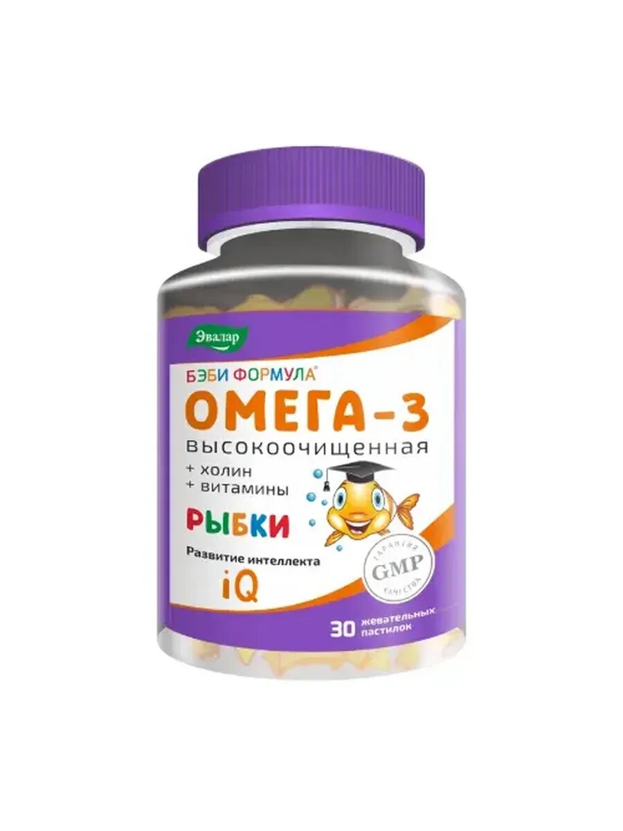 Омега-3 рыбки детей с 3 лет Бэби Формула 4г 30шт -1 уп.