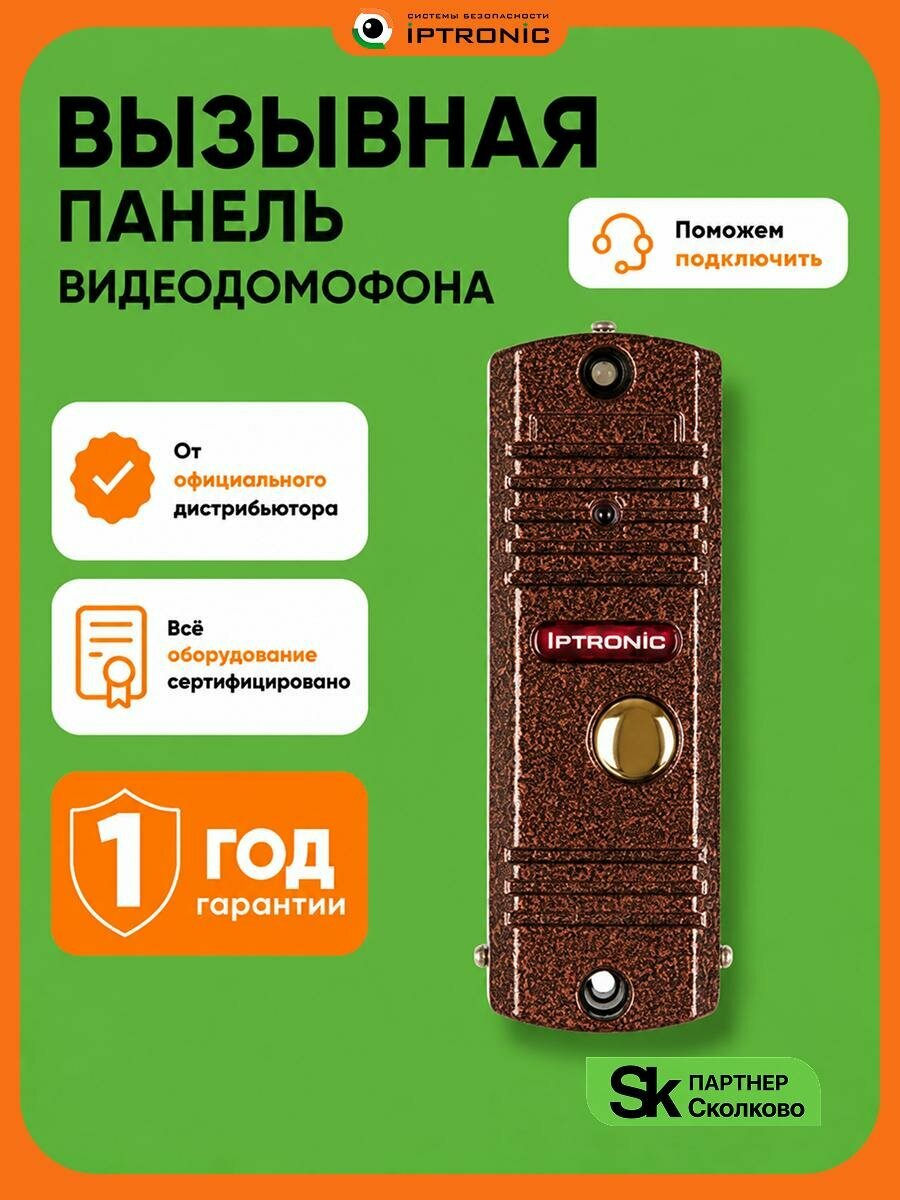 Вызывная панель видеодомофона IPTRONIC IPT-AOP CORVUS бронзовая. уличная