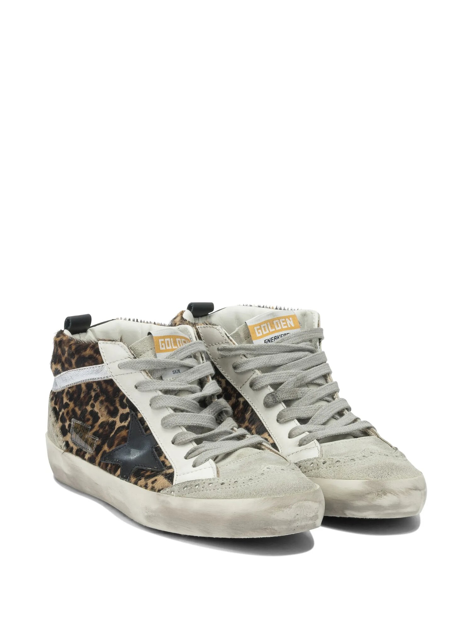 Кроссовки Golden Goose Mid Star, размер 36, коричневый/серый/оранжевый — фото 1