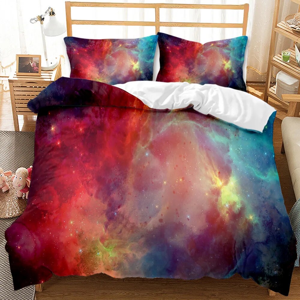 Пододеяльник Star Space Dusty Gas Cloud Туманность и кластеры звезд в космосе Комплект постельного белья Double Queen King Size