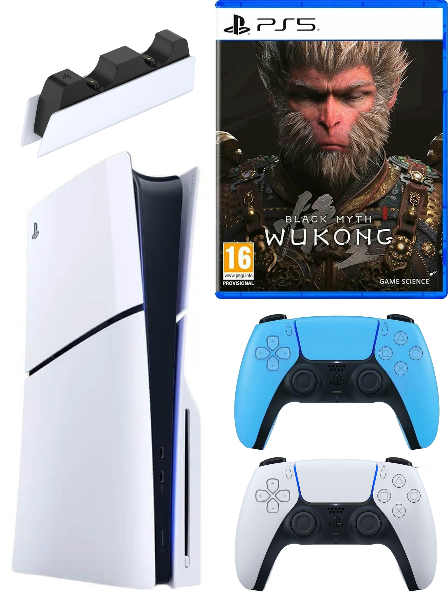 Игровая приставка Sony PS 5 Slim, 1ТБ(с дисководом)+2 геймпад+Зарядная станция+Black Myth: Wukong(подробности в чате)