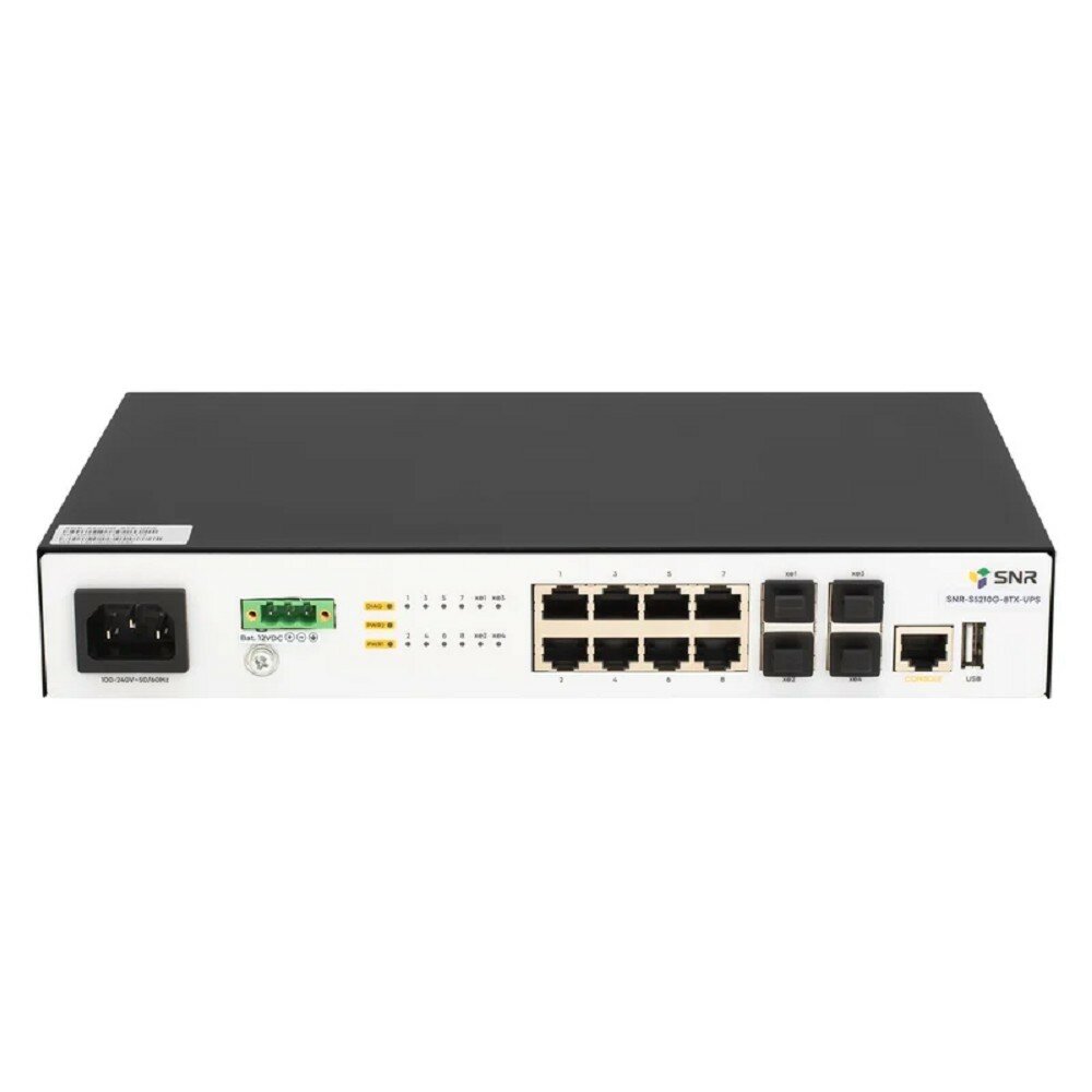 Коммутатор SNR-S5210G-8TX-UPS SNR Веб-интерфейс 12 портов 1000 Мбит/сек