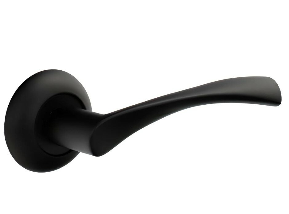 Ручка дверная BUSSARE на круглой розетке PRAZO BC-132-10 BLACK, черный (комплект на одну дверь)