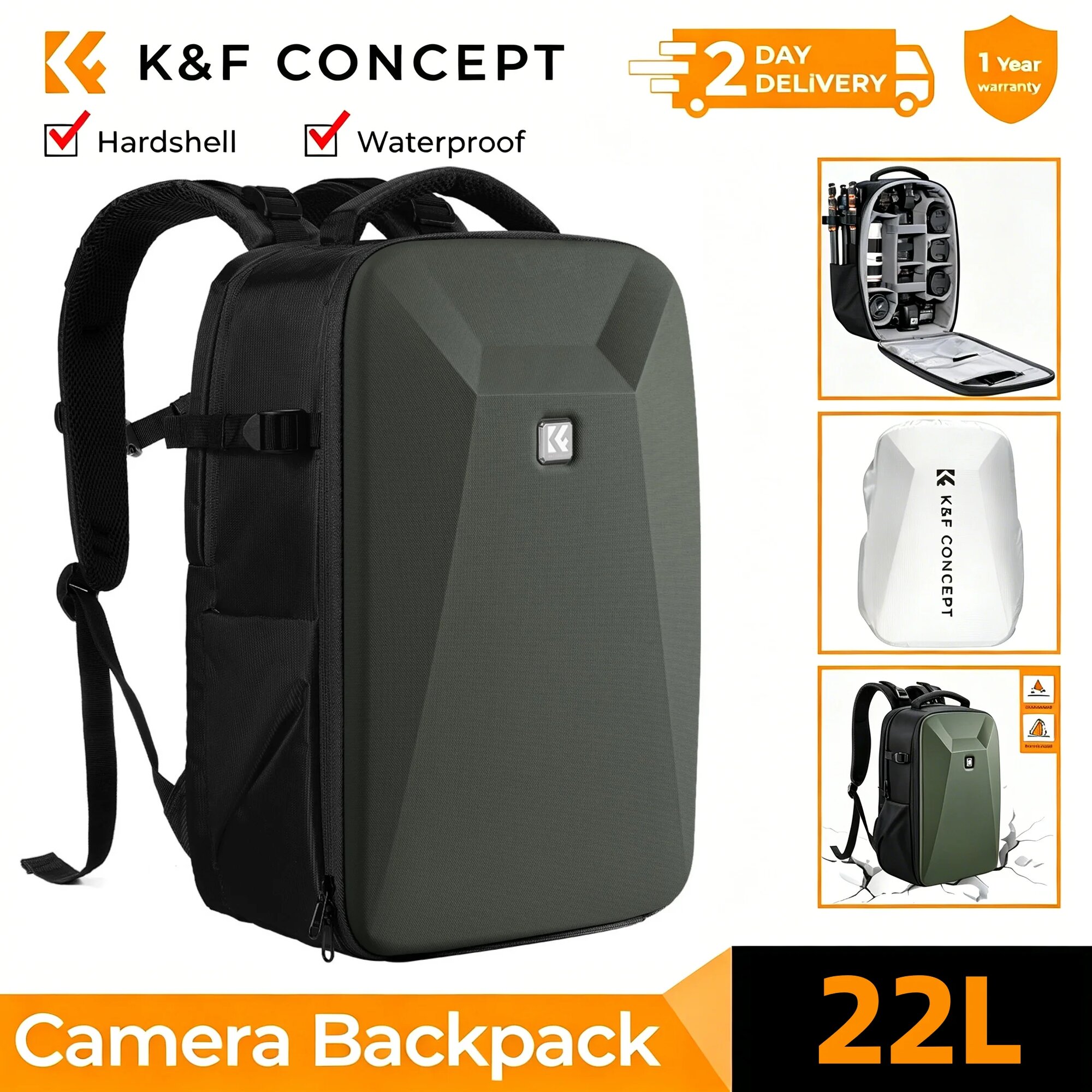 K&F CONCEPT Рюкзак для фотоаппарата 22 л