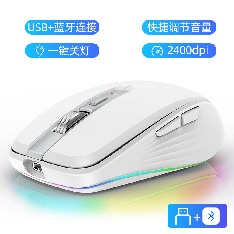Беспроводная сенсорная мышь с RGB-подсветкой, заряжаемая, тихая работа для ПК ноутбука игр и офиса - Космический серый