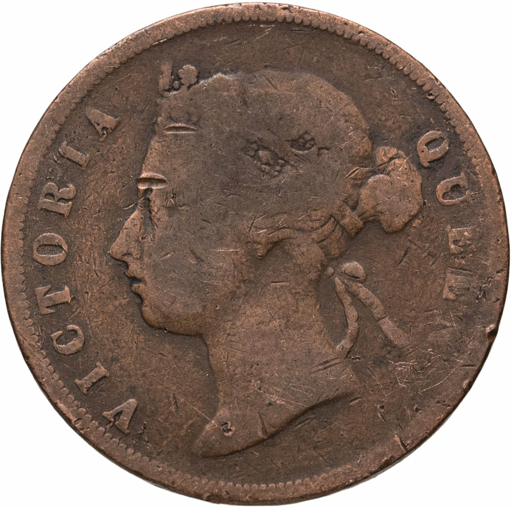 Стрейтс Сетлментс 1 цент cent 1875, Медь, в сохранности F