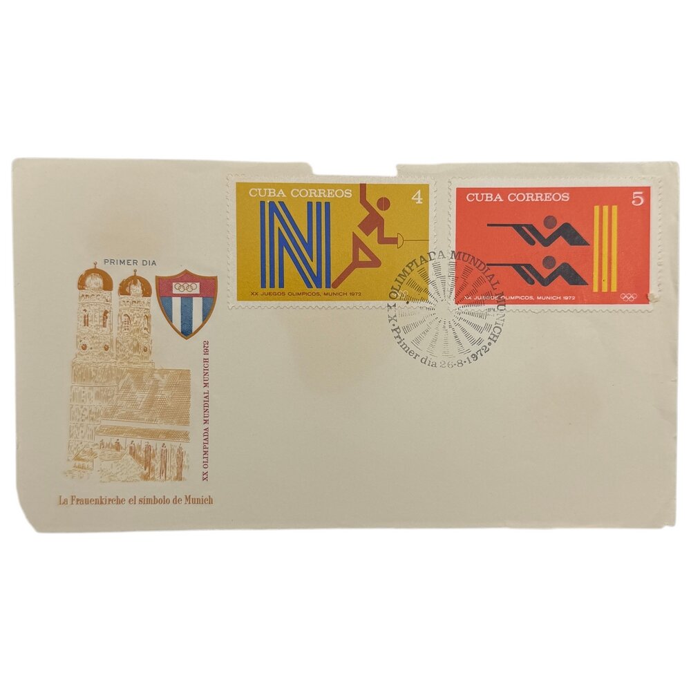 Часть конверта (КПД) "XX летние Олимпийские игры, Мюнхен 1972" 1972 г. Куба (Вид 3)