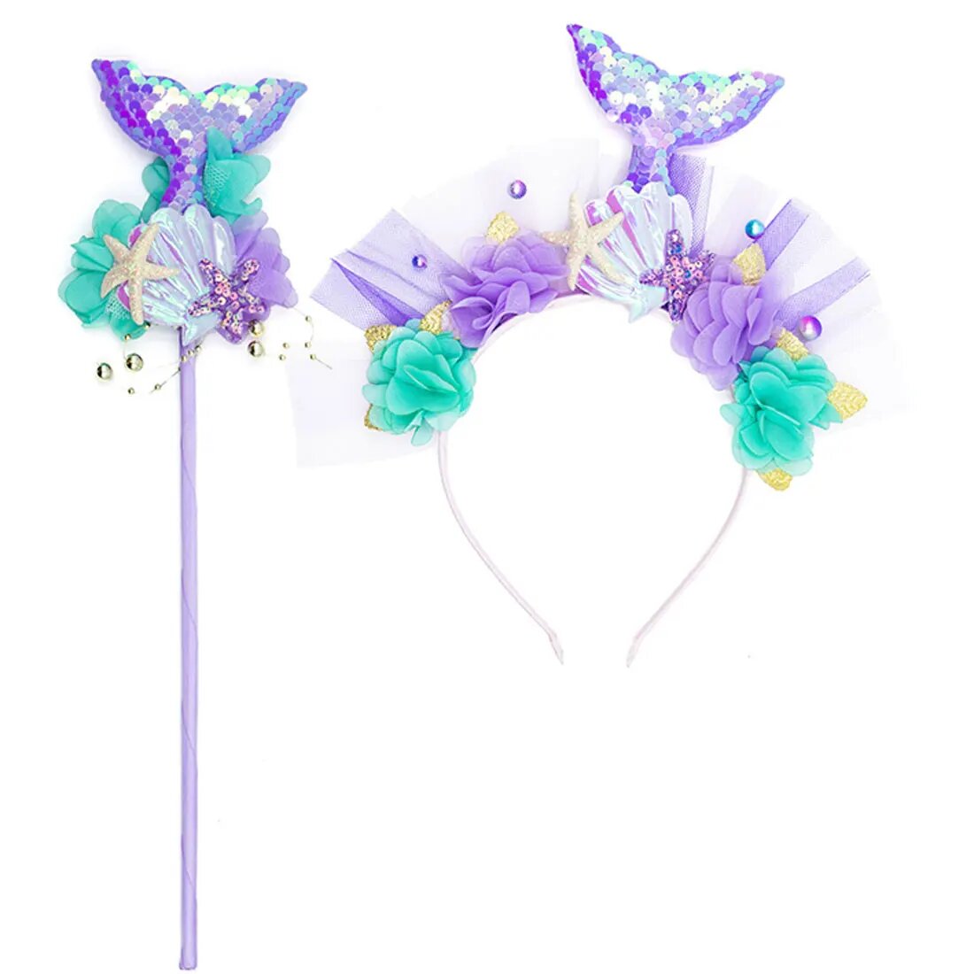 Платье Принцессы Диснея Русалка для девочки фиолетовое 3T(tag 110), Accessory 01