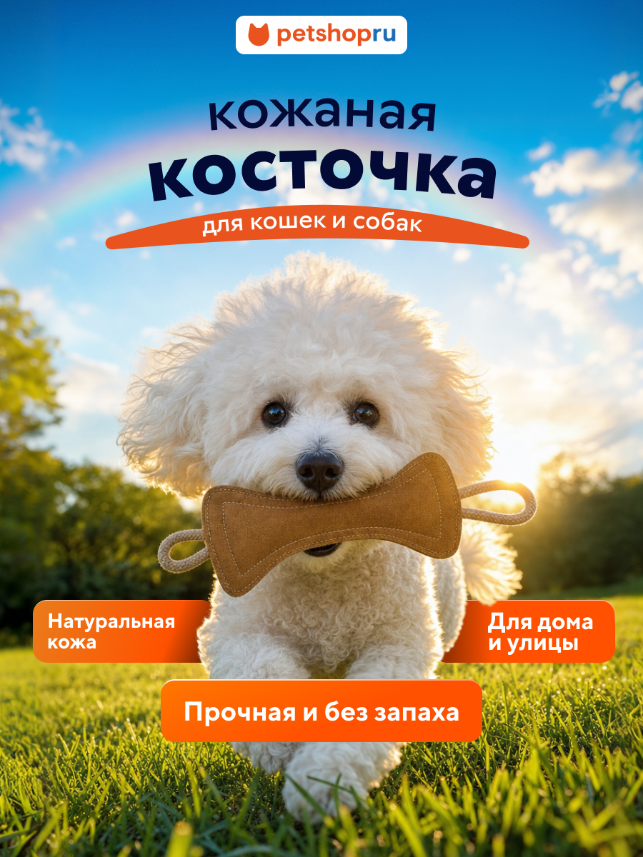 Кожаная косточка (бежевая)